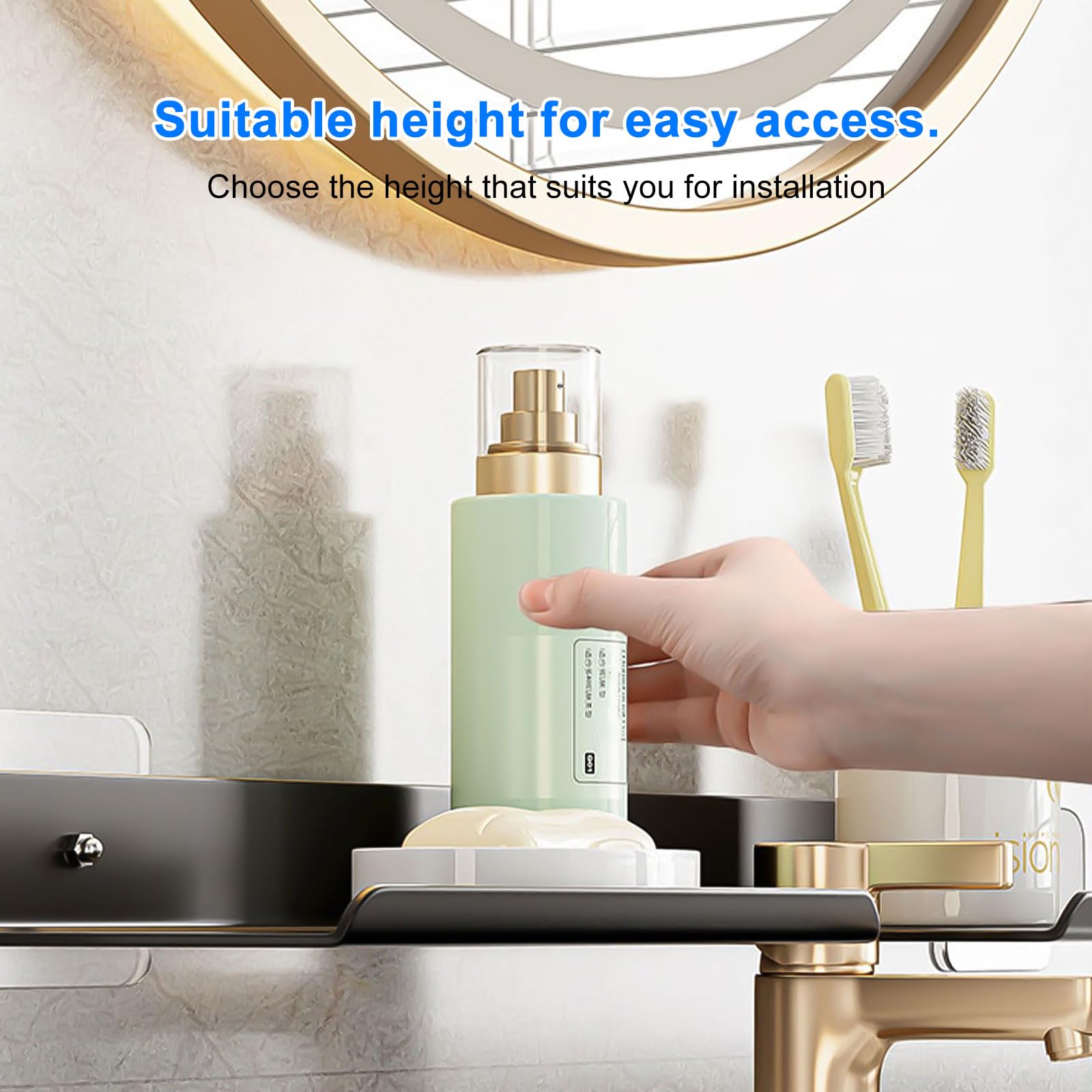 Glieskir Stainless Steel U-Shaped Kitchen Sink Drain Storage Rack Organizer, A Good Helper For Organizing And Storing Items, Can Be Used In Kitchens And Bathrooms (Blakc-Approximately 15.8 inches)