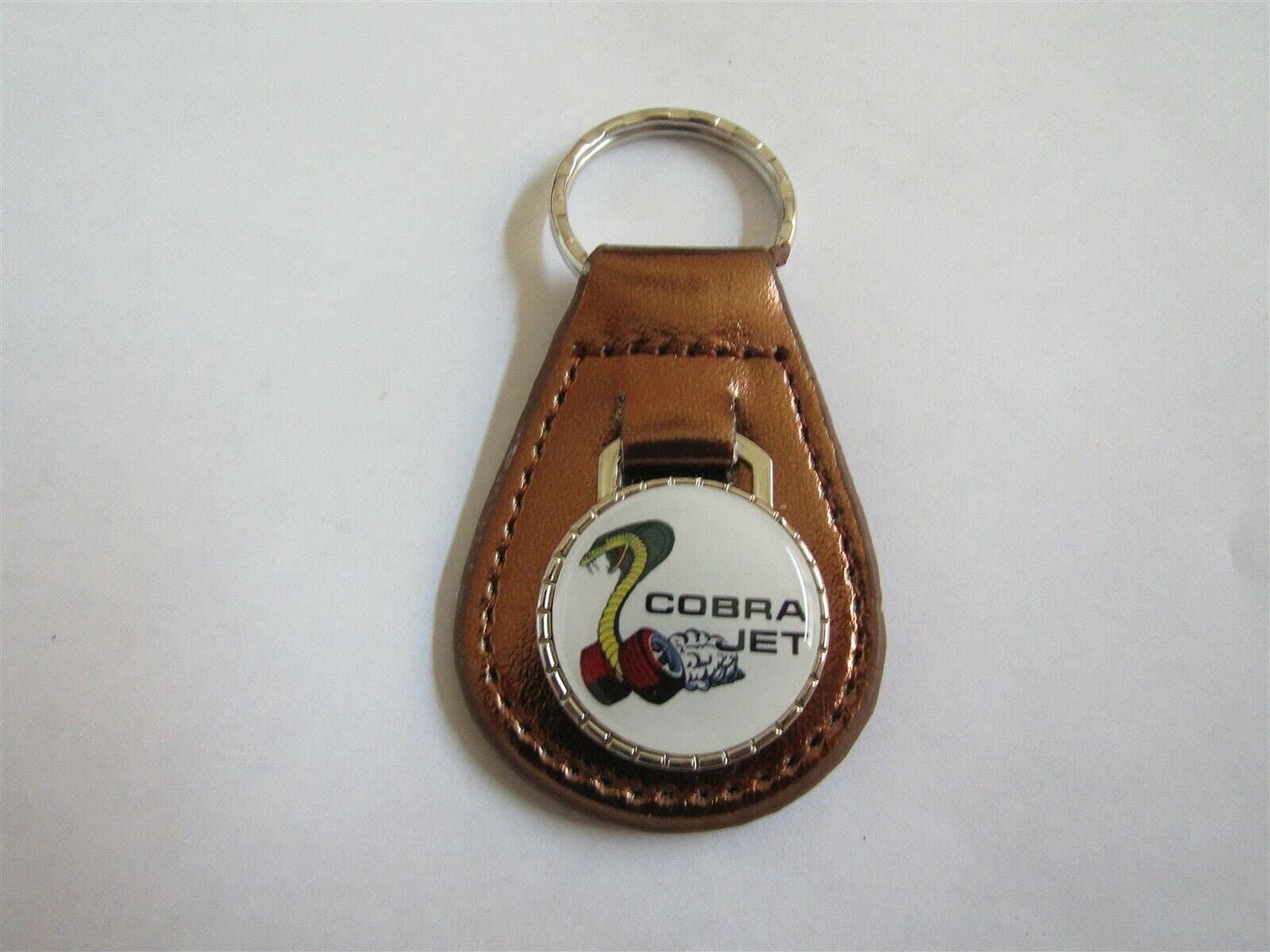 COBRA JET SNAKE ON WHEELS PERFORMANCE LOGO LEATHER KEYCHAIN - GOLD