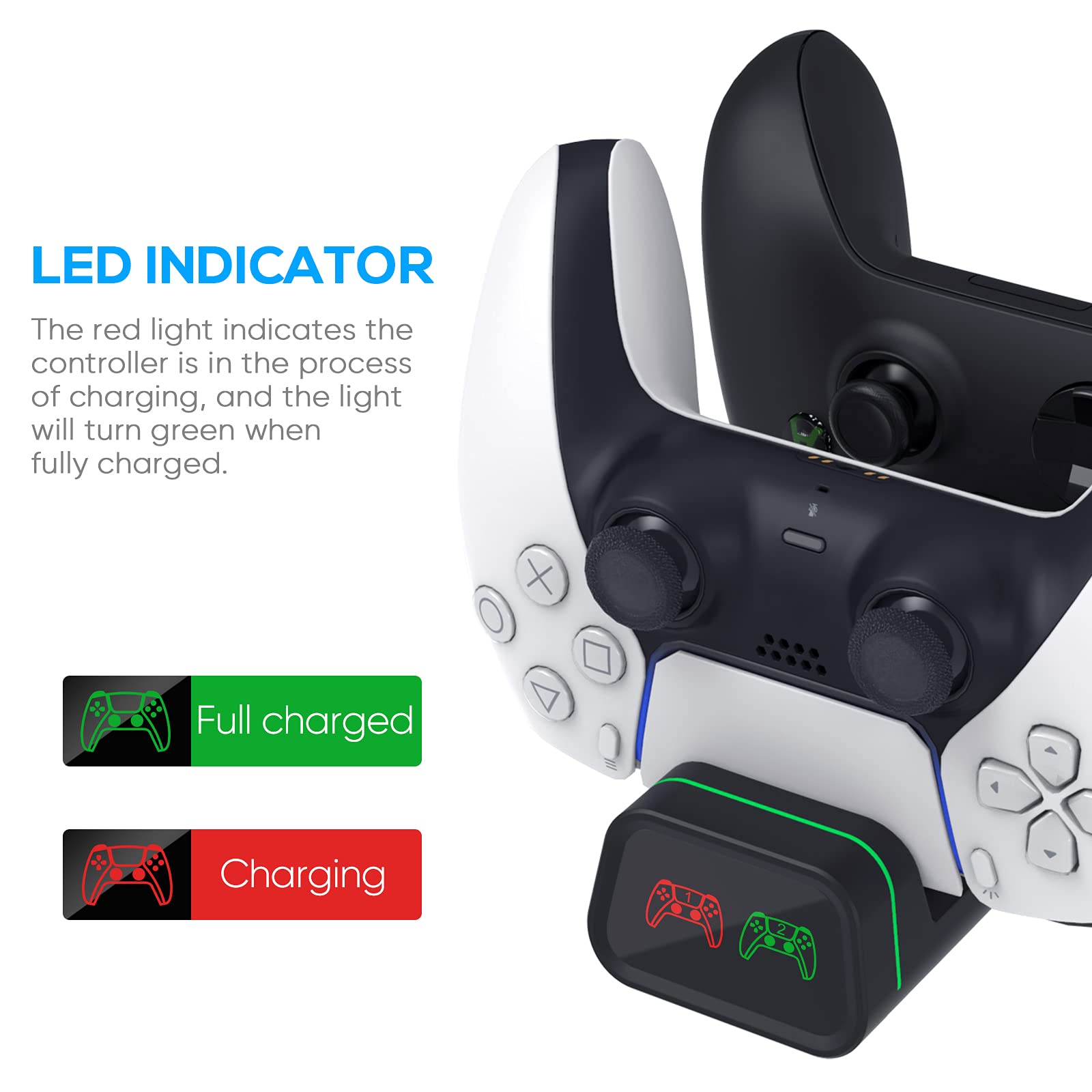 Controller Charger Compatible with PS5/ Compatible with Xbox Series X&S/ Compatible with Nintendo Switch / Compatible with Elite 2, Multifunctional Dual USB Fast Charging Station Charging Dock