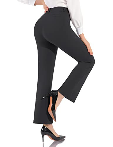 PMIYS Stretchy Dress Pants for Women Bootcut Yoga Pants Wide Leg Work Pant with Pockets XX-Large Black