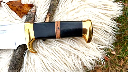 Dundee 440C Crocodile Bowie Knife Full Tag Paper Cutting Shapening With Hand Stitch Leather Sheath
