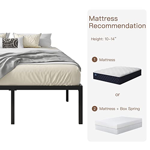 ikalido Full Size Metal Platform Bed Frame, Heavy Duty Metal Slats Support with Large Storage Space and Reserved Holes for DIY Headboard, No Box Spring Needed/Easy Assembly/Noise-Free/Non-Slip