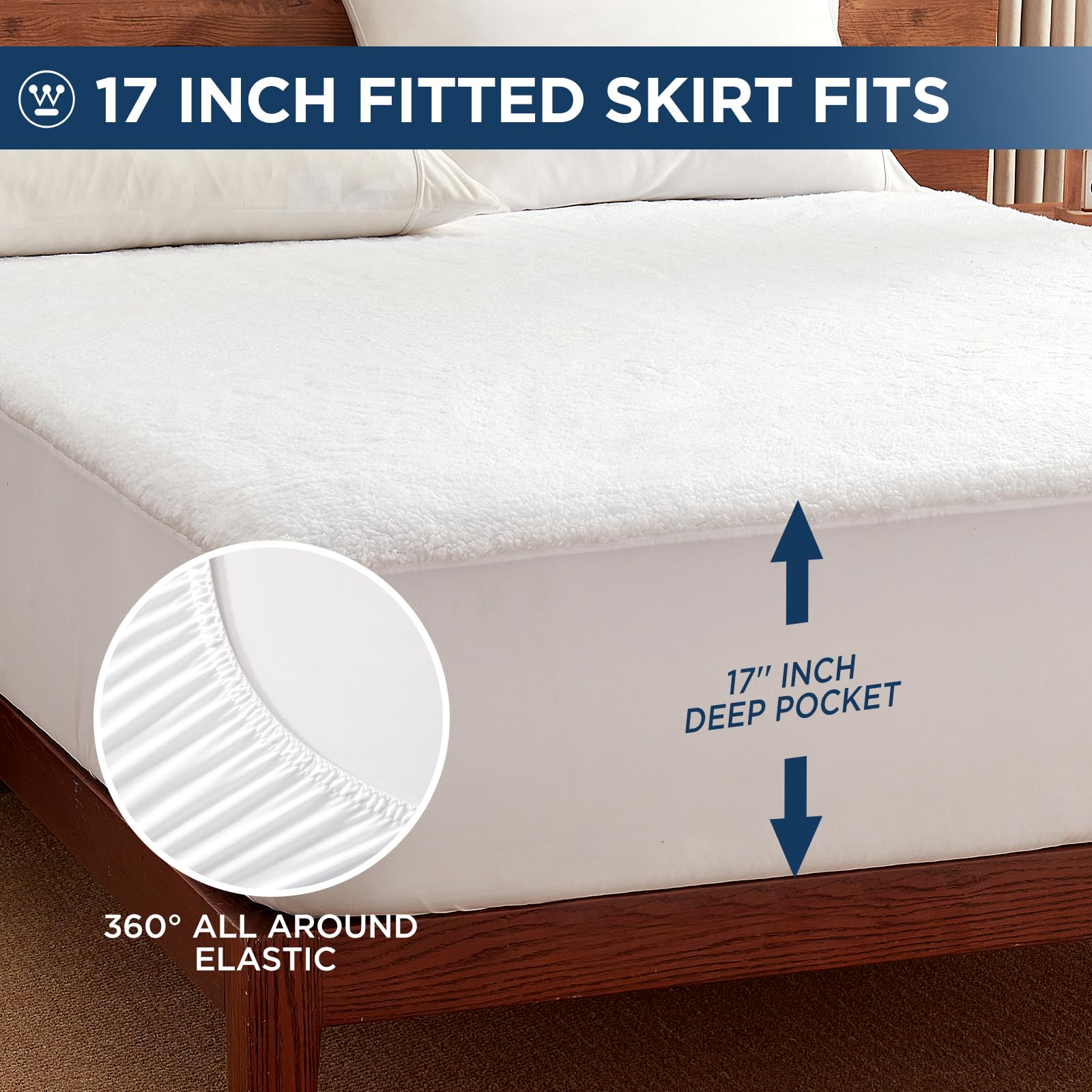 Westinghouse Queen Size Heated Mattress Pad, Luxury Quilted Electric Bed Warmer with 10 Heat Settings Dual Controller, 1-12H Auto Shut Off, Fit Up to 17" Deep Pocket, Machine Washable, 60x80 Inch