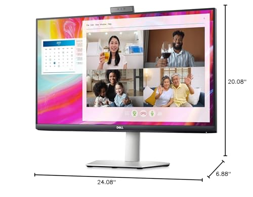 Dell S2722DZ 27 inch Work From Home -Monitor, Video Conferencing Features - Built-In -Camera, Noise-Cancelling Dual Microphones, USB-C connectivity, 16:09 Aspect Ratio, 4ms Response Time, QHD - Silver