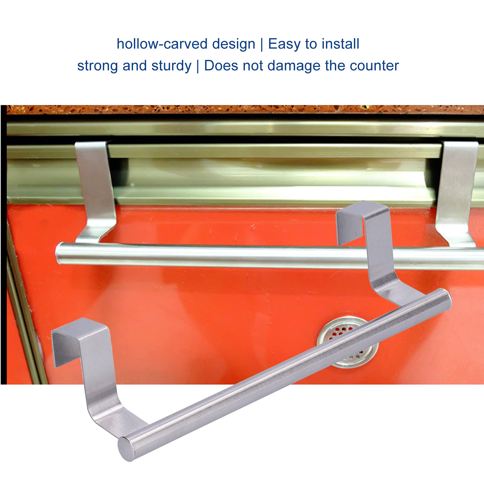 Kitchen Towel Rack, Stainless Steel Kitchen Cabinet Door Towel Rack for Bathroom for Cabinet(Large size (length 36cm))