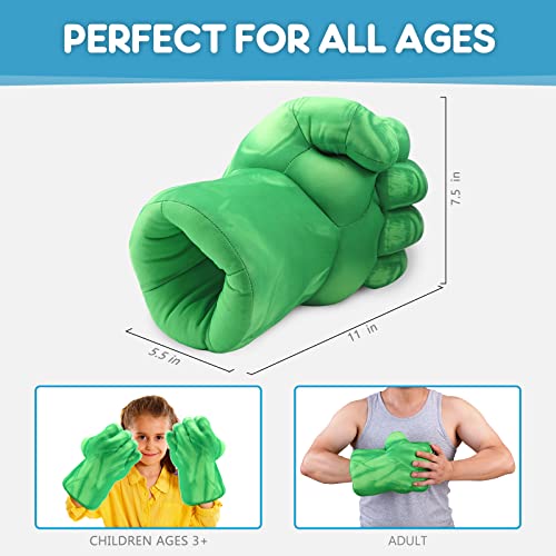 neexan Kids Superhero Costume Smash Hands, 1 Pair Soft Plush Incredible Boxing Gloves Boys, Girls, Toddler (Light Green)