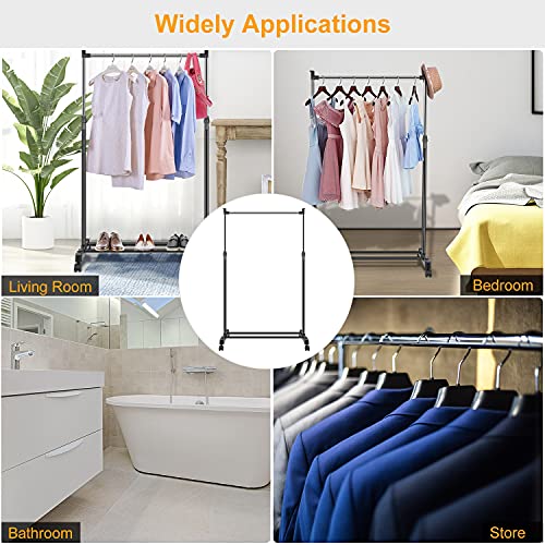 KOCASO Portable Ajustable Height Clothing Rack, Simple Rolling Clothing Rack Standard Rod Portable Small Garment Racks Metal Clothes Organizer with Lockable Wheels for Home Bedroom Balcony,Kids