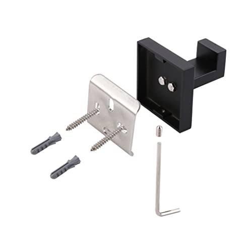 Wieonios Wall Towel Hooks Matte Black Bathroom Bath Towel Hook Stainless Steel, Square Towel Robe Coat Hook Wall Mounted Toilet Kitchen Heavy Duty Door Hanger 4 Pack