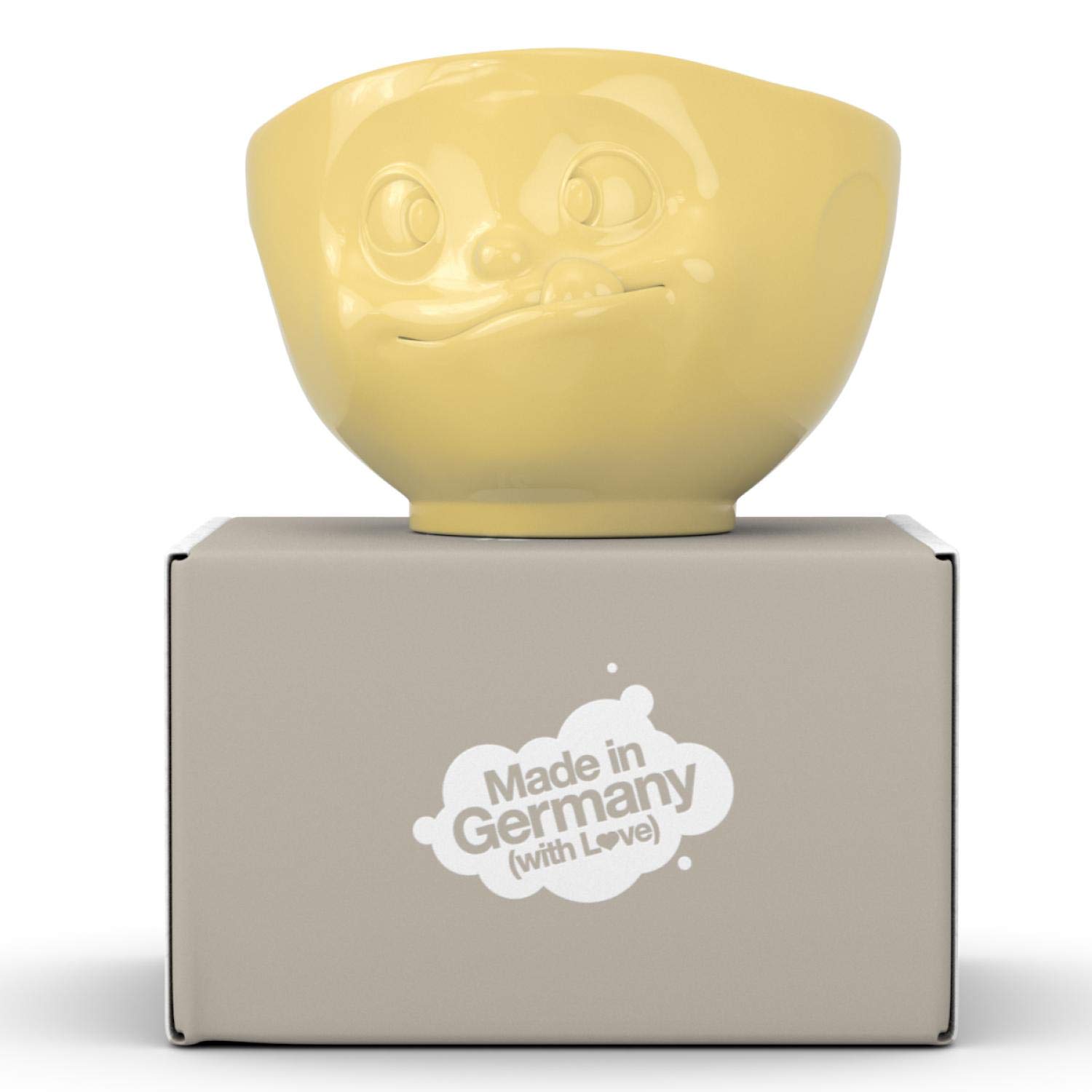 FIFTYEIGHT PRODUCTS TASSEN Porcelain Bowl, Tasty Face Edition, 16 oz. Yellow, (Single Bowl) for Serving Cereal, Soup
