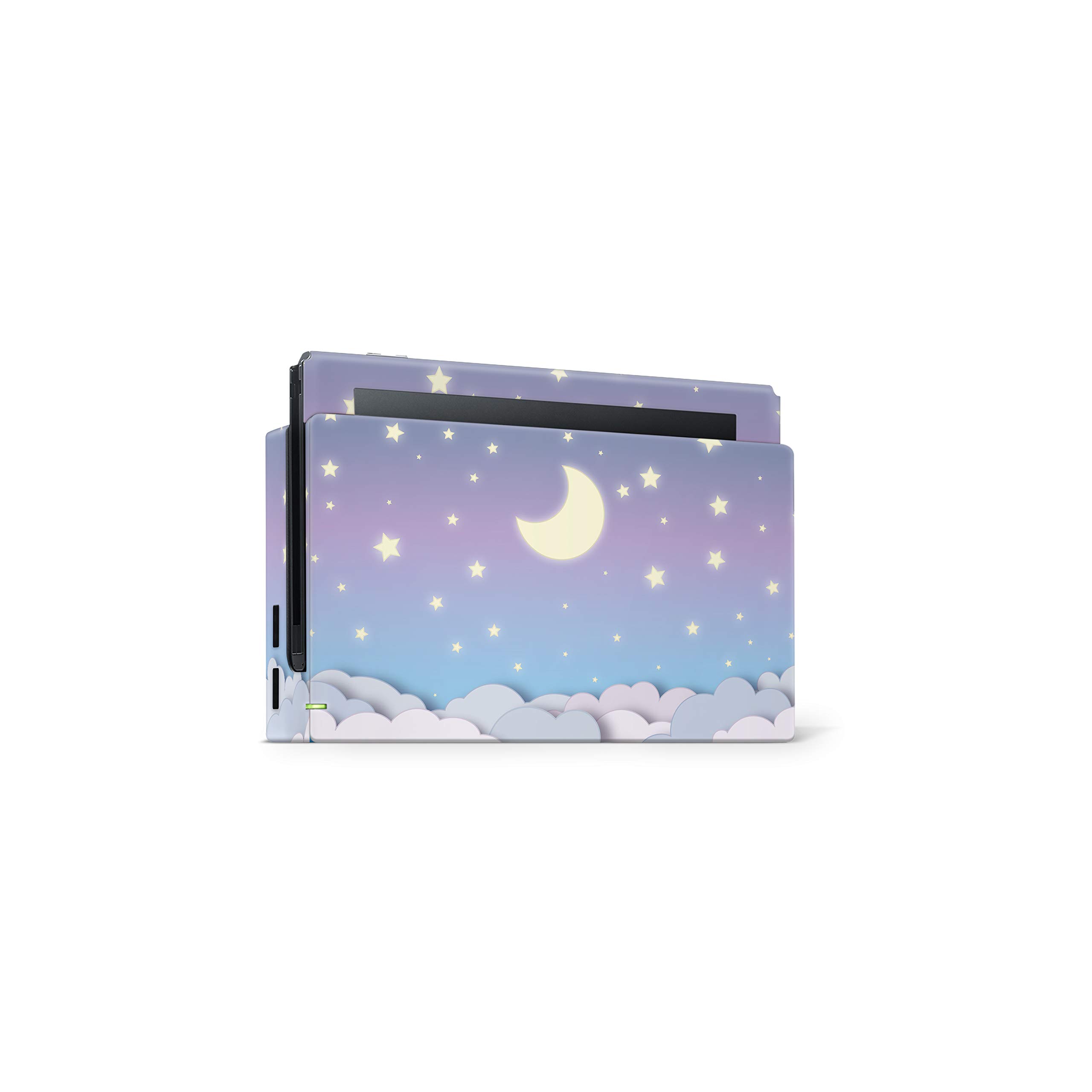 Tacky Design Clouds Skin Compatible with Nintendo Switch Skin Wrap Cover, Pastel Purple Sky Moon Skin for Nintendo Switch Stickers, Premium Vinyl 3M Full Wrap Decal.