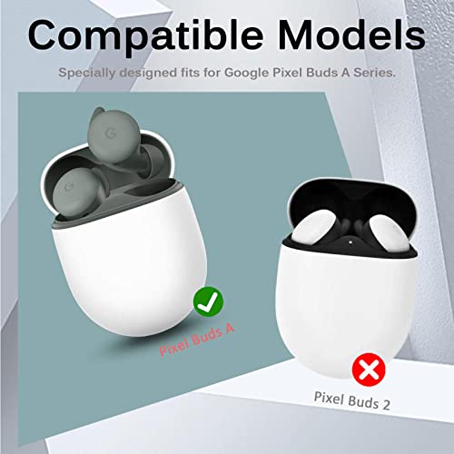 Miimall Compatible for Google Pixel Buds A-Series Case, [Secure Lock][Anti-Lost Keychain][Front LED Visible] Military Full-Body Rugged Case Cover for Pixel Buds A Case Cover 2021 (Black)