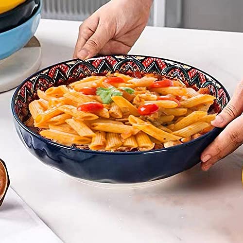 Qlans Serving Bowls 10.2inch 75 Oz Fruit Bowls Salad Bowls, Pasta Bowl Set of 2, Serving Dishes for Entertaining, Vibrant Color Large Bowls for Party,Microwave & Dishwasher Safe (Multicolor)