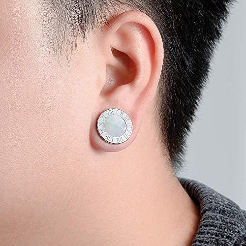 COOEAR Stainless Steel Elegant Ear Gauges Screw Back Plugs And Ear Tunnels Piercing Seashell Stretchers 1 Pair Packed.