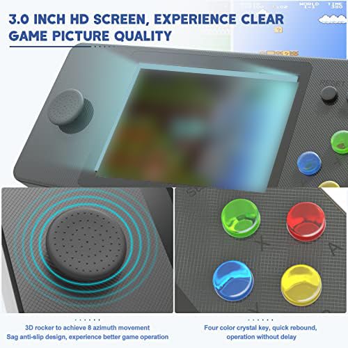 Murcycle 3D Rocker Retro Handheld Game Console with 500 Classic FC Games, 3.0 inches Screen Portable 800mAh Battery Rechargeable Video, Support TV & Two Players Present for Kids & Adults (Black)