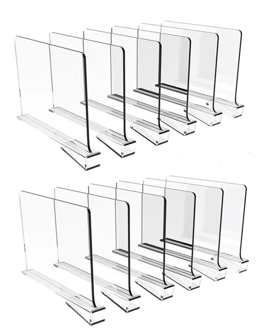 Generic Set of 12 Acrylic Shelf Dividers - Clear, Stylish, Durable Organizers for Closet, Towel, and Home Storage - Practical, Stylish, and Functional Shelf Dividers, SA001