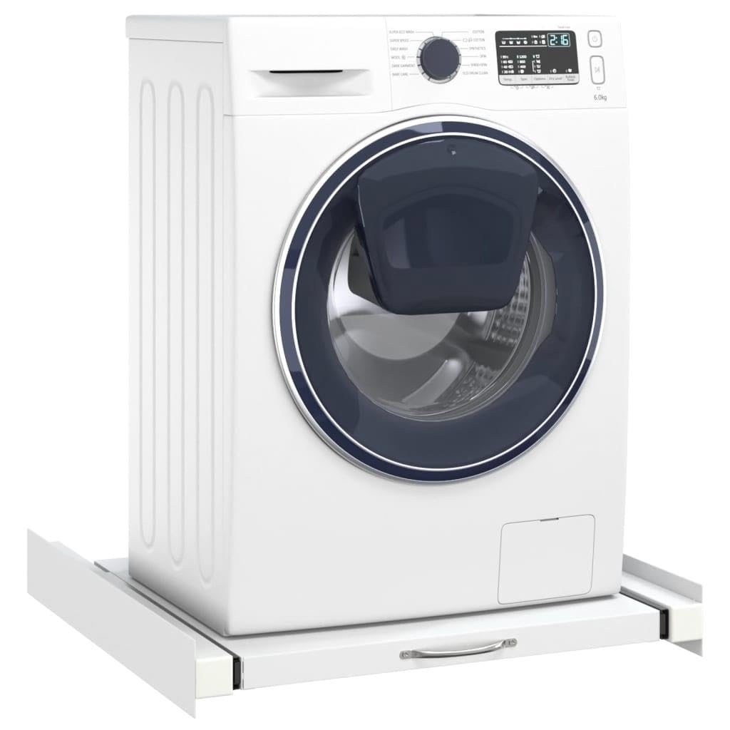 Convenient Washing Machine Pedestal with Drawers – Double Washer Dryer Stand for Vinmax and White Laundry Space-Saving Solution-White(27.2 x 26.8 x 3.1)