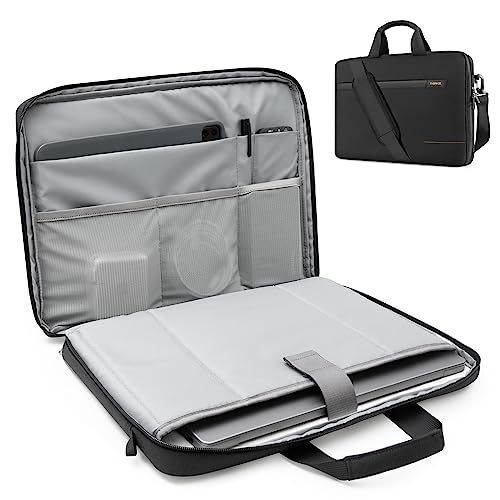 Inateck 15.6 Inch Laptop Sleeve,180° TSA Shoulder Bag,Splash-resistant 3-Way Laptop Carrying Case,Handbag with Trolley Strap Compatible with 15-15.6 Inch Laptop/Chromebook/Notebook for Commuting