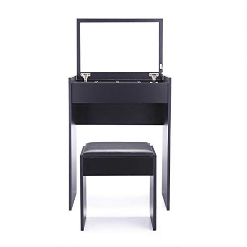 NJSV Makeup Vanity Dressing Table Desk Set w/Mirror Stool Quir Vanity Desk Makeup Vanity Side Tables Bedroom Vanity Table Portable Desk Vanity Set