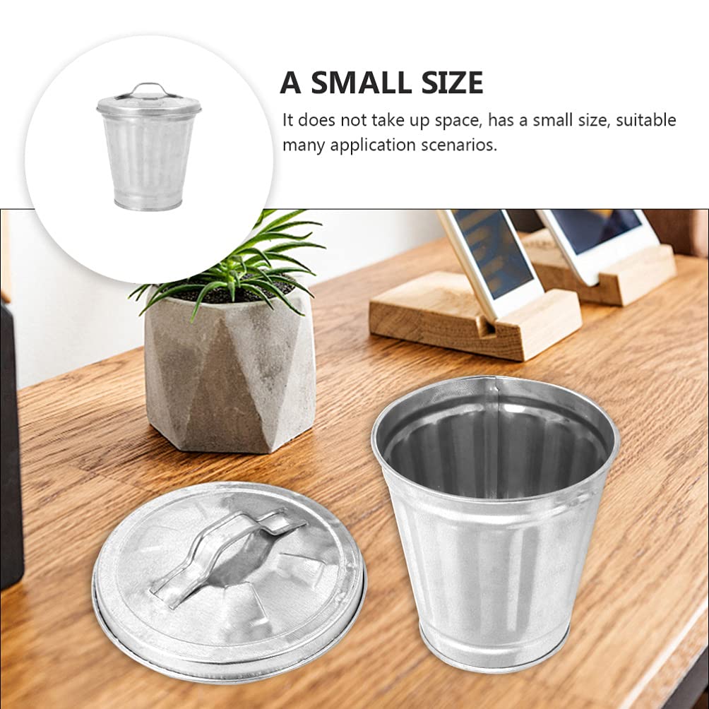 NUOBESTY Desktop Mini Desktop Wastebasket Garbage Bin Waste Paper Basket Trash Can Mini Wastebasket Trash Can Garbage Holder Flower Garbage Container bin Pot Mini Metal Flowerpot ( 1pc )