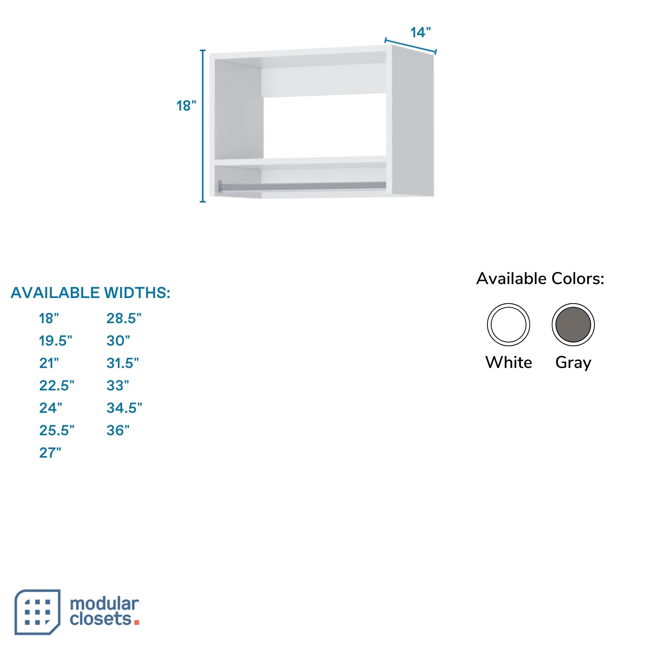 Tall Hanging Closet Unit - Modular Closet System for Hanging - Corner Closet System - Closet Organizers and Storage Shelves (White, 27 inches Wide) Closet Shelves