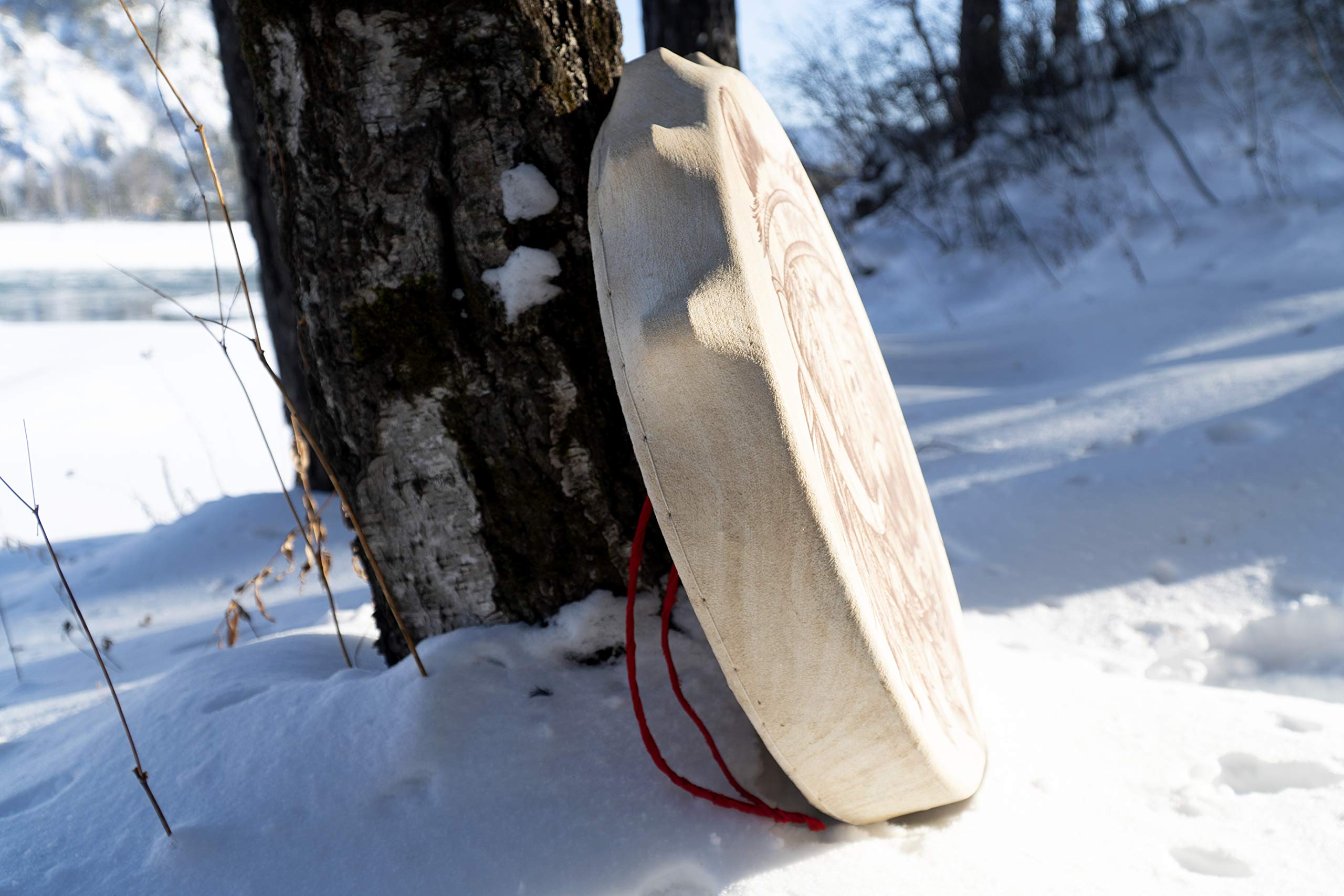 Siberian round shaman drum 19" (50 cm) with drawing of a bear/authentic tambourine/with beater and case included