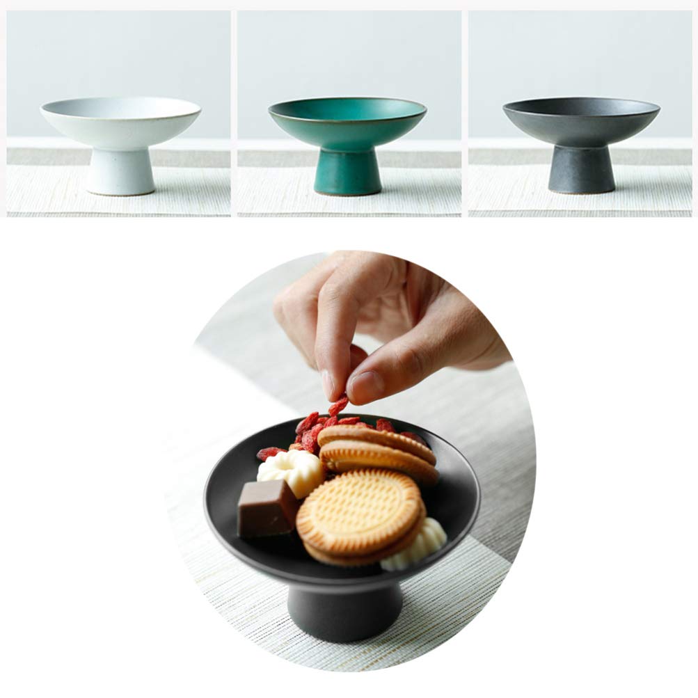 DOITOOL Ceramic Serving Dish Ceramic Footed Bowl Dish: Round Dessert Cup Decorative Serving Tray Plate Pastry Platter for Fruit Dessert Wedding Birthday Party Fruit Serving Platter