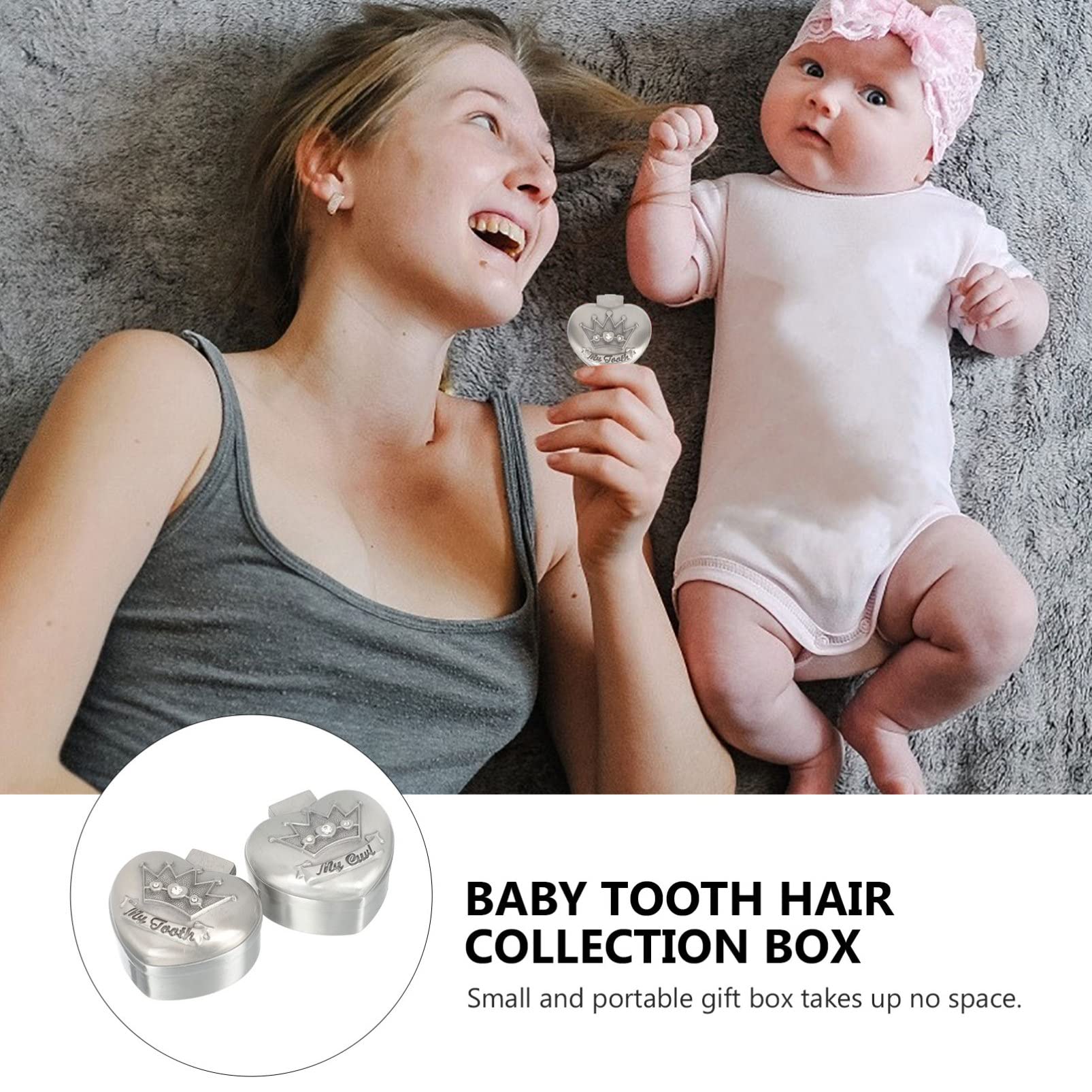 DOITOOL 2Pcs Kids First Curl and Fairy Tooth Keepsake Box Alloy Baby Tooth Box Baby First Haircut Keepsake First Tooth Storage Box Baby Keepsake Box for Tooth Hair Holder Silver