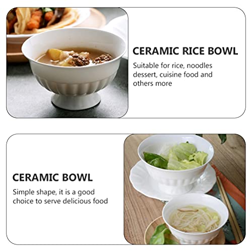 DOITOOL Ceramic Footed Bowl Round Bowl Dessert Display Stand Decorative Fruit Bowl Holder Dessert Bowl for Kitchen Counter Centerpiece Table Decor Fruit Tray ( White )