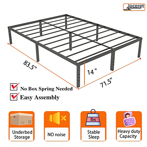 Joceret California King Bed Frames,14 Inch Tall,Heavy Duty,3500 lbs Steel Slat Support Metal Platform,No Box Spring Needed,Easy Assembly,No Noise,Cal King Bed Frame,Black