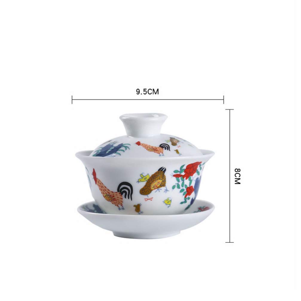 DOITOOL China Traditional Teacup Ceramic Chinese Tea Cup Porcelain Tea Bowl Gaiwan Teacup with Lid and Saucer Teapot Teaware for Home Tabletop Decor White