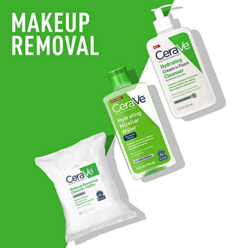 CeraVe Makeup Removing Cleanser Cloths | Makeup Wipes to Remove Dirt, Oil, & Waterproof Eye & Face Makeup | Fragrance Free | 25 Count