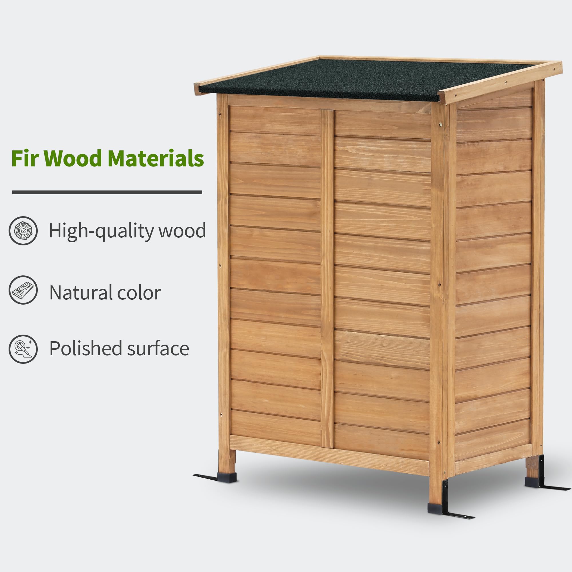 MCombo Outdoor Wood Storage Cabinet, Small Size Garden Wooden Tool Shed with Double Doors, Outside Tools Cabinet for Backyard (24.6”x 18.3”x38.2”) 0985 (Yellow)
