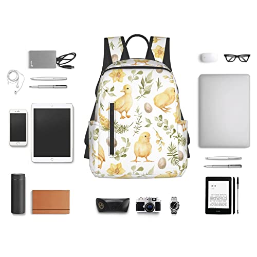 ILEABEC Travel Backpack For Women Men Duck Chickens Leaf Laptop Backpack Casual Daypack Backpacks