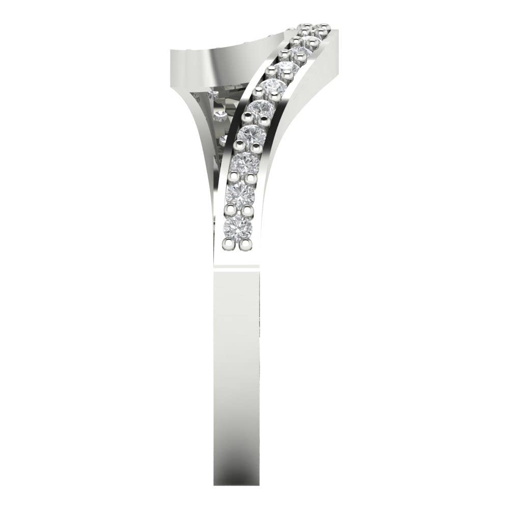 Clara Pucci 0.16 ct Brilliant Round Cut Clear Simulated Diamond 14k White Gold Stackable Wedding Engagement Promise anniversary Band Size 6