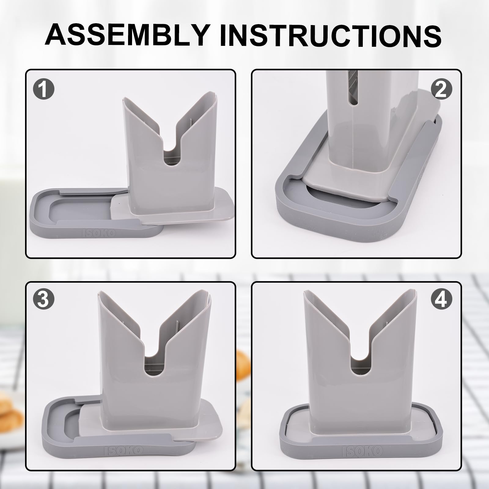 ISOKO Bagel Slicer - Premium Stainless Steel Bagel cutter, with Smooth Guillotine and Non-Slip Silicone Base for Perfect Slices Every Time for the better bagel experience. Black
