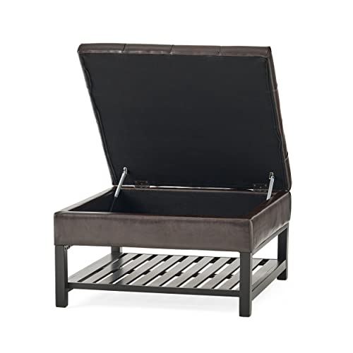 Christopher Knight Home Miriam Ottoman with Storage and Bottom Rack, Brown