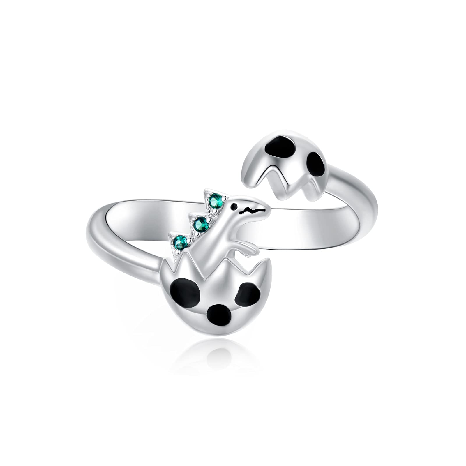 Dinosaur Ring Sterling Silver Dinosaur Egg Ring Adjustable Open Ring Dinosaur Jewelry for Women Teen Birthday