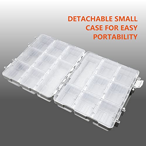 Joelver Maker Sewing Storage Oraganizer with 16 Detachable boxes, Double side Organizer case for LOL suprise dolls,Wheels Car, for Matchbox Cars, for Mini Toys,thread organizer,screw,notion storage