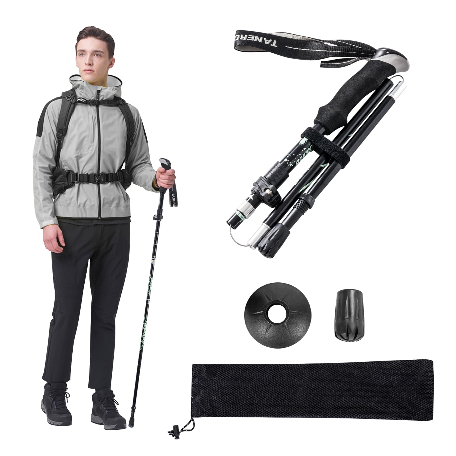 Collapsible Trekking Poles DecorSea 2Pack 5-Sections Aluminum Adjustable Hiking Poles Ultralight Walking Sticks with Quick Locks for Outdoor Hiking Camping Mountaineering(Red)