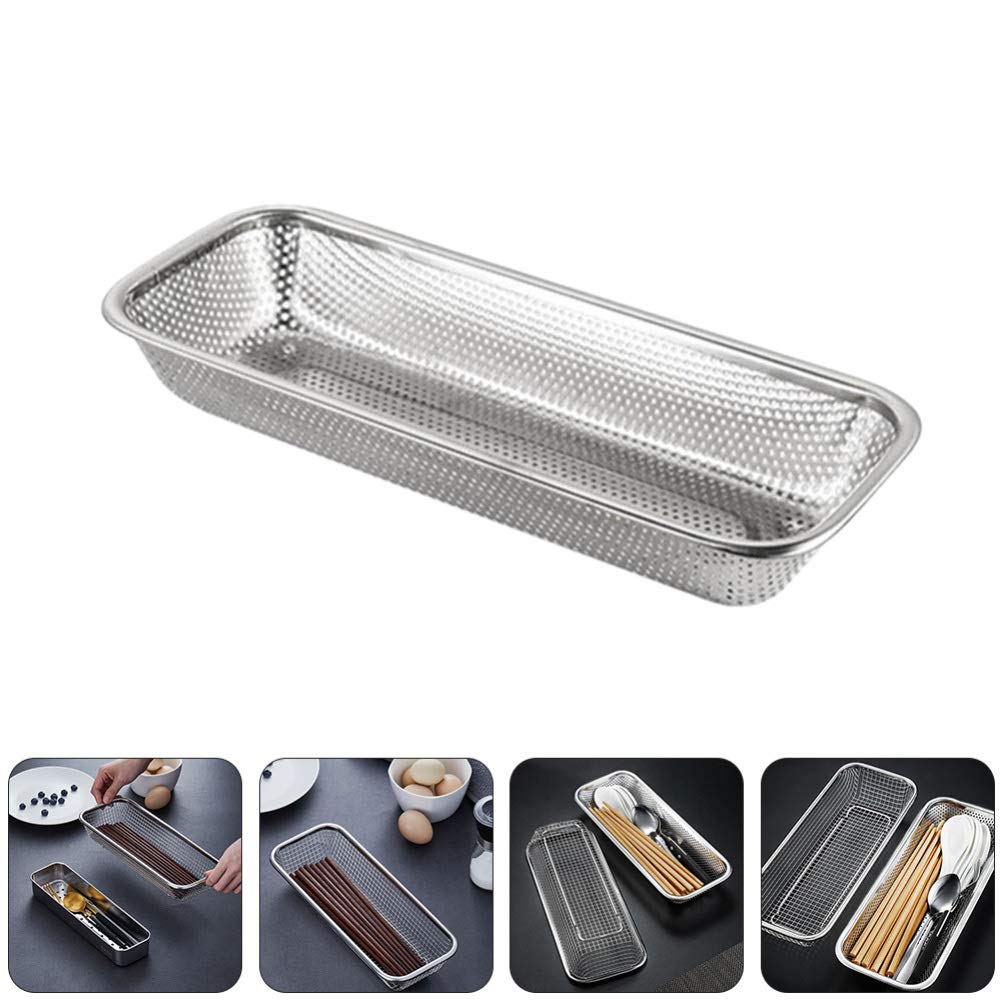 DOITOOL Dishwasher Silverware Cutlery Basket Spoon Fork Case Sink Basket Rack Organizers Cutlery Silverware Storage for Cooking Countertop Silver