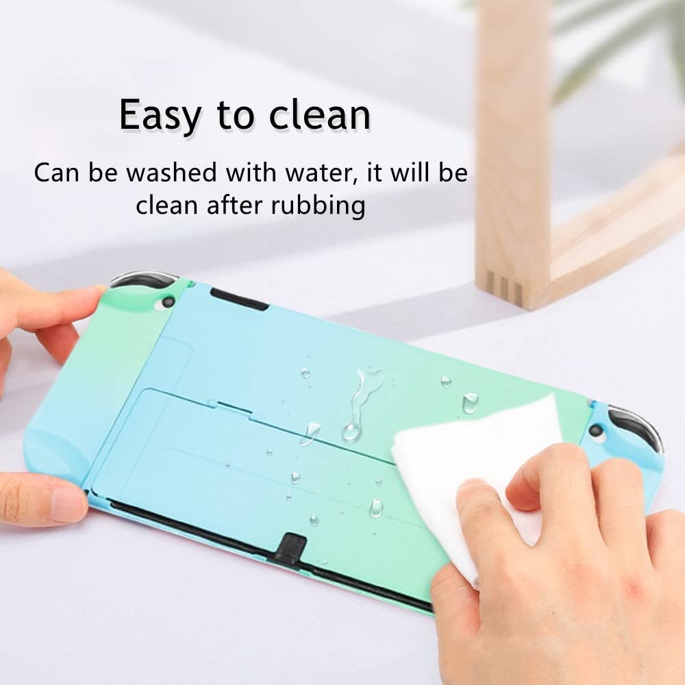 Dockable Protective Case for Nintendo Switch OLED Model, Hard PC Case Cover Compatible with Switch OLED Console and Joy-Con, Grip Cover with Anti-Shock & Anti-Fall - Fit in the Dock(blue+green)