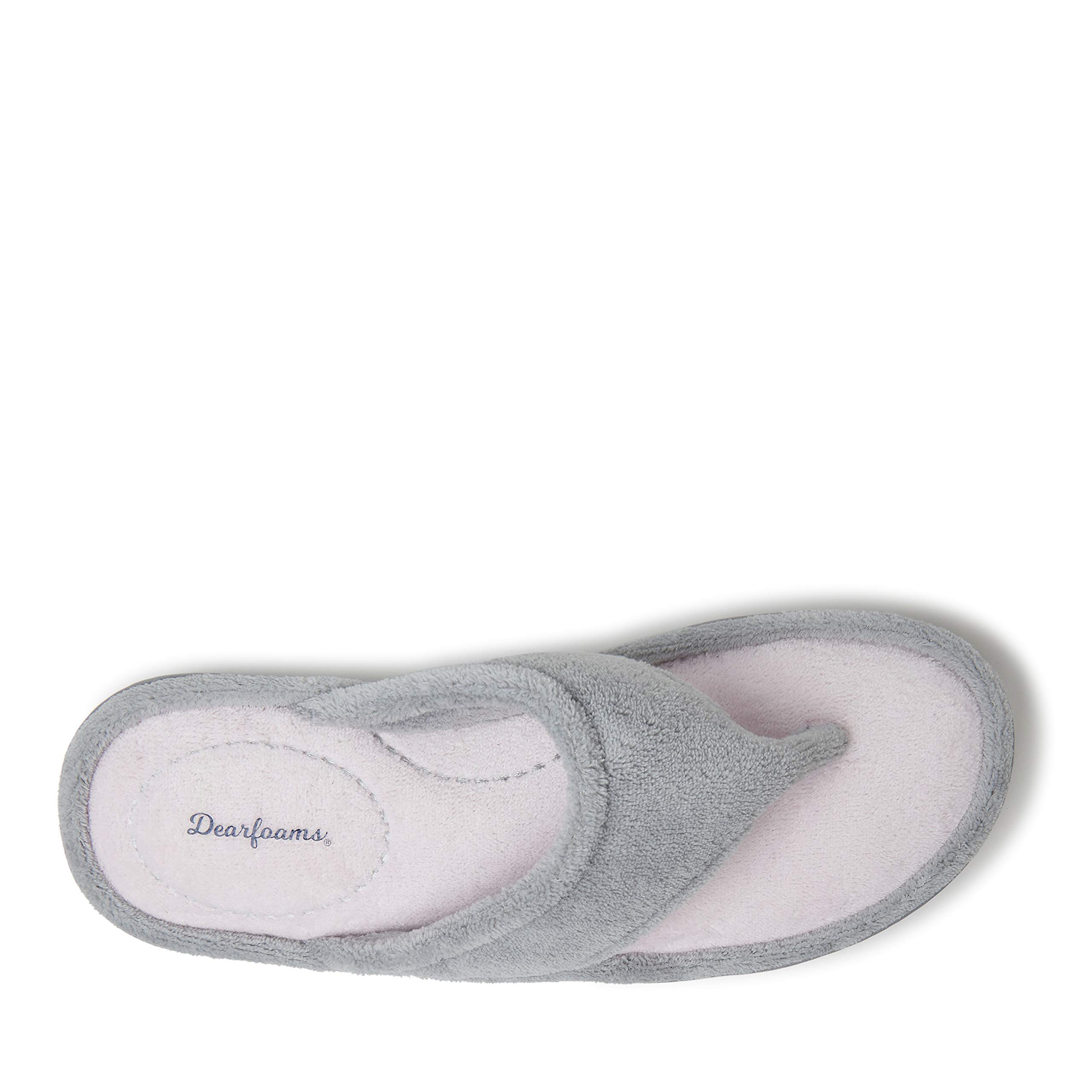 Dearfoams womens Melanie Colorblocked Microfiber Terry Thong Shoe Slipper, Sleet, Medium US