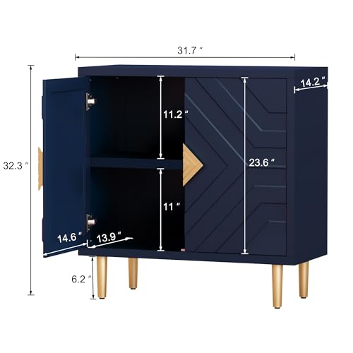 HLR Sideboard Storage Cabinet with 2 Doors, Accent Cabinet with Decorative Embossed Pattern Doors, Sideboard Buffet Cabinet for Living Room, Kitchen, Dining Room, Hallway