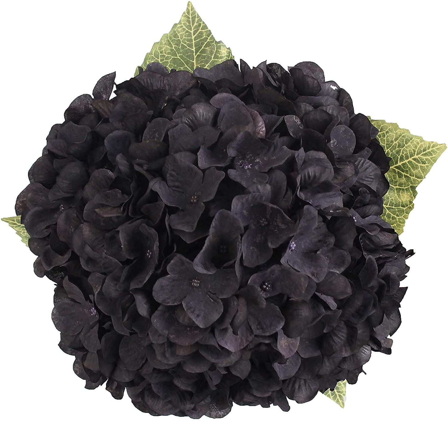 Yamuduo 5Heads Artificial Fake Flowers Plants Silk Hydrangea Arrangements Wedding Bouquets Decorations Plastic Floral Home Kitchen Garden Party Festival Bar DIY (Black)
