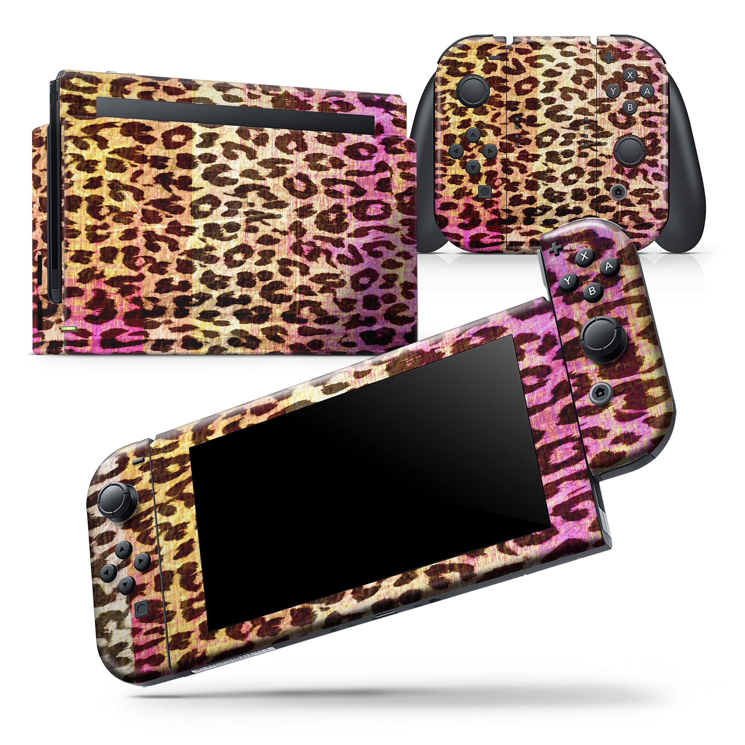 Design Skinz - Compatible with Nintendo Switch Console + Joy-Con - Skin Decal Protective Scratch-Resistant Removable Vinyl Wrap Cover - Vibrant Striped Cheetah Animal Print