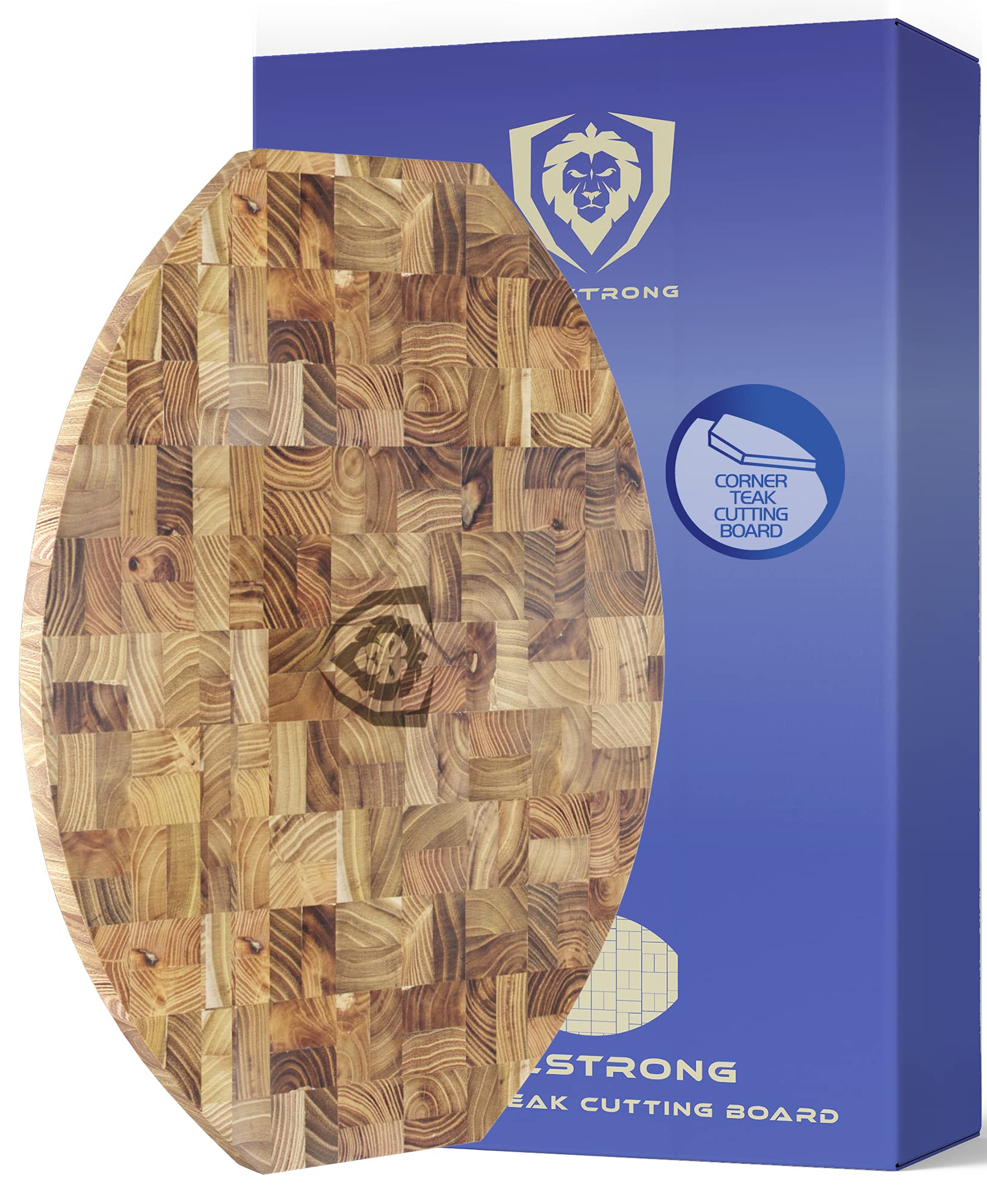 DALSTRONG Corner Counter Cutting Board - Lionswood End-Grain Teak Wood bundled with Slicing & Carving Knife - 12" - Offset Blade - Shadow Black Series