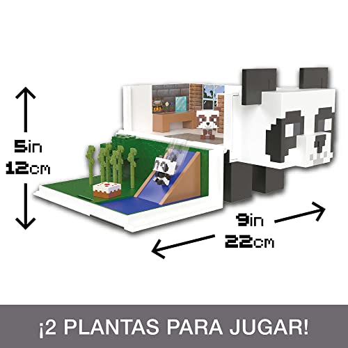 Mattel Minecraft Mob Head Minis Toys, Panda Playhouse Playset & 2 Panda Action Figures, Removable Bamboo Shoots & Cake Slice