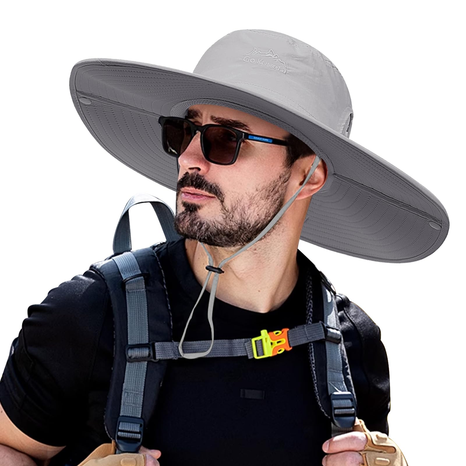 Cooltto Wide Brim Sun Hats with Waterproof Breathable for Fishing, Hiking, Camping，for Men Women Kids Light Gray