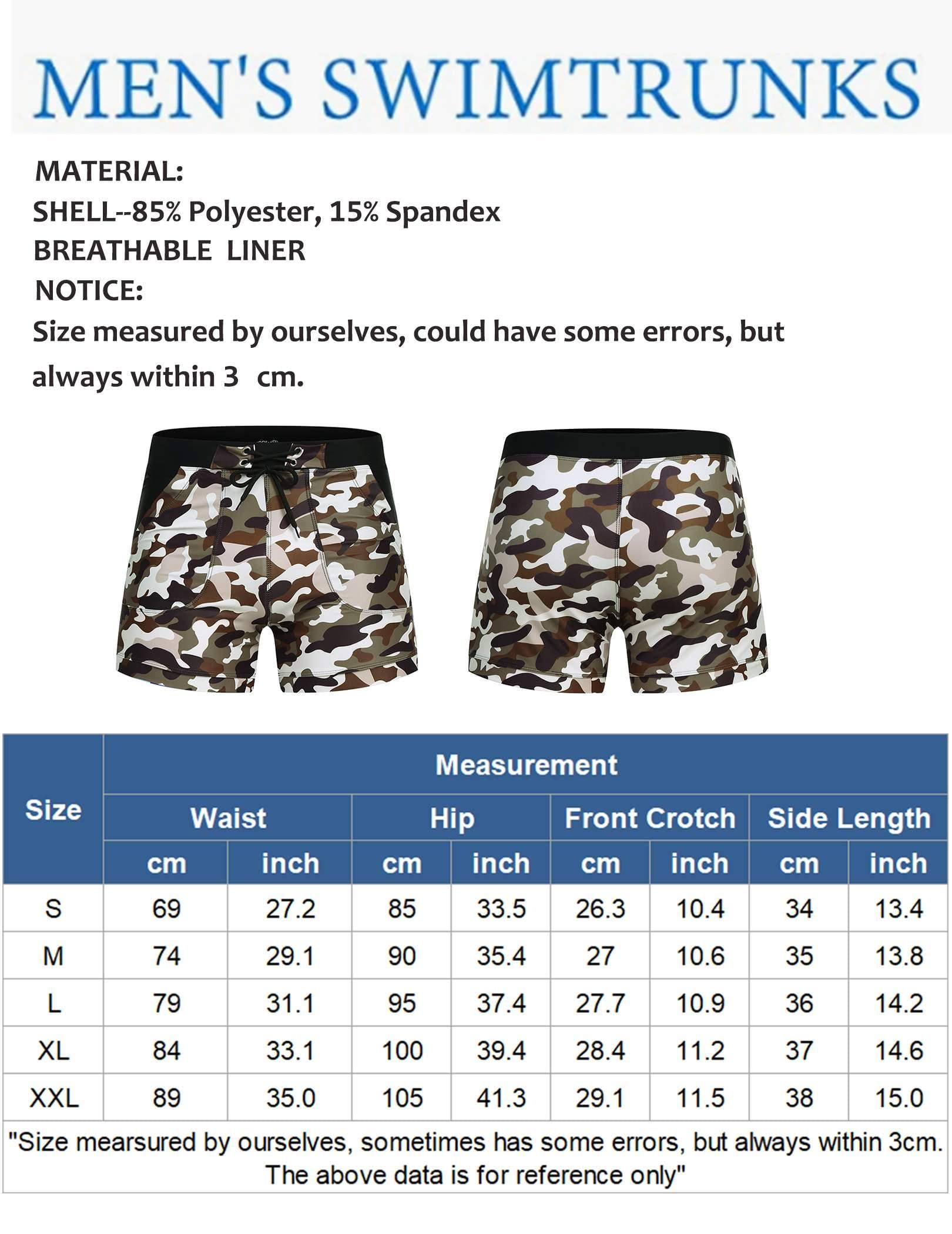 COOFANDY Mens Camo Quick Dry Swimwear Shorts with Pockets, Large, Brief - Army Green