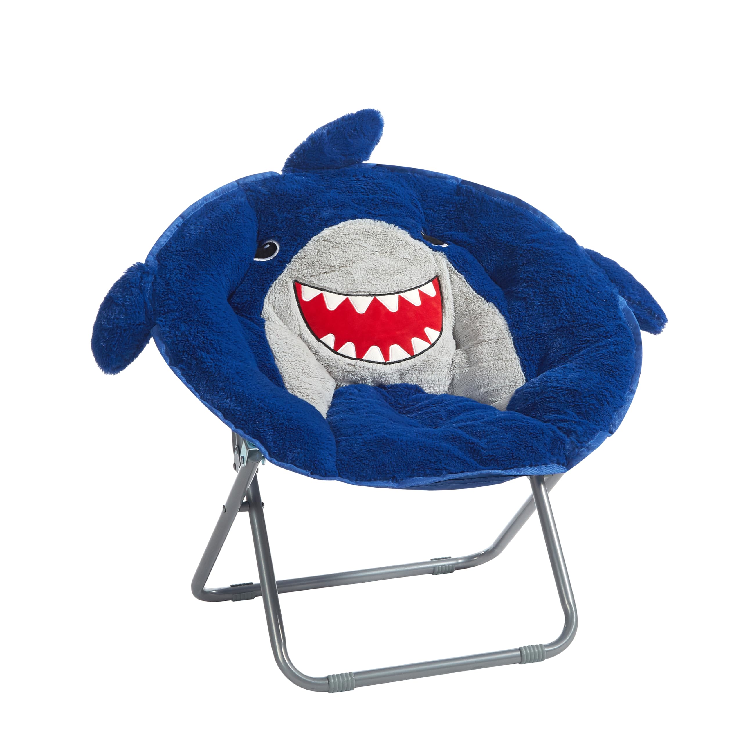 Heritage Kids Figural Shark Faux Fur 23" Folding Saucer™ Chair, Ages 3+